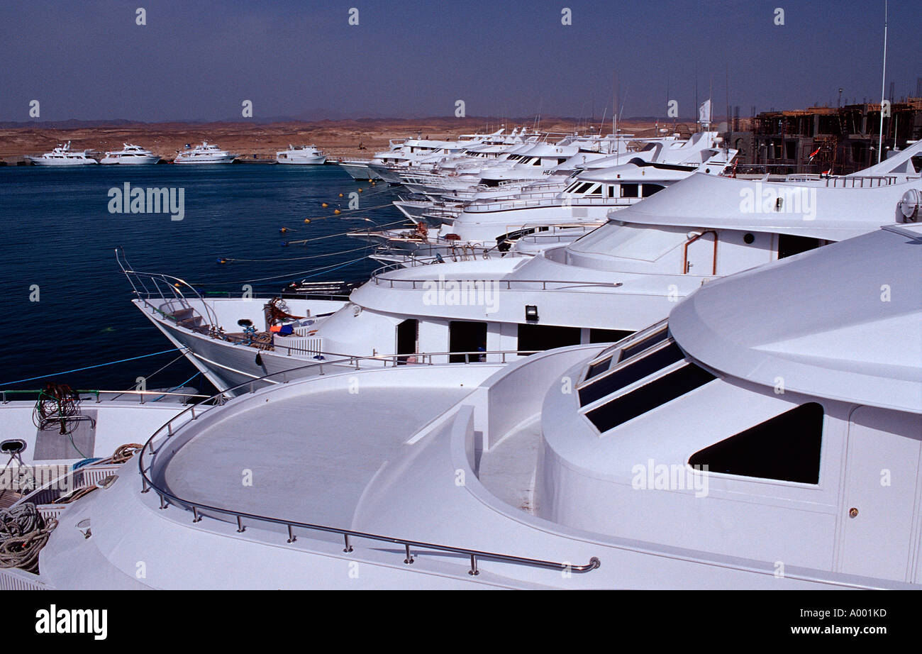 Liveaboards in habour Egypt Ras Galeb Marsa Alam Red Sea Stock Photo ...