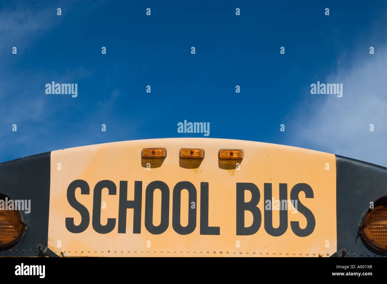 Top of yellow school bus front Stock Photo - Alamy