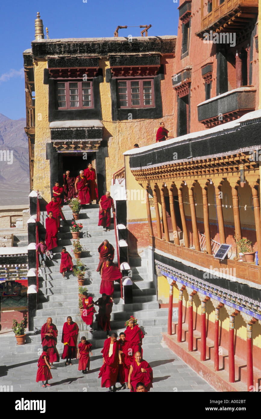 India Jammu Kashmir Ladakh Tikse Gompa tibetan buddhist monastery monks ...