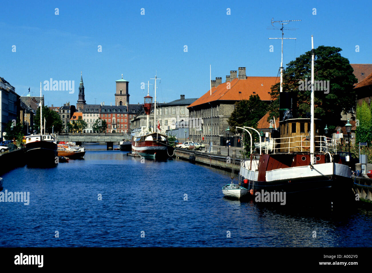 Copenhagen Denmark port harbor canal center town Stock Photo - Alamy