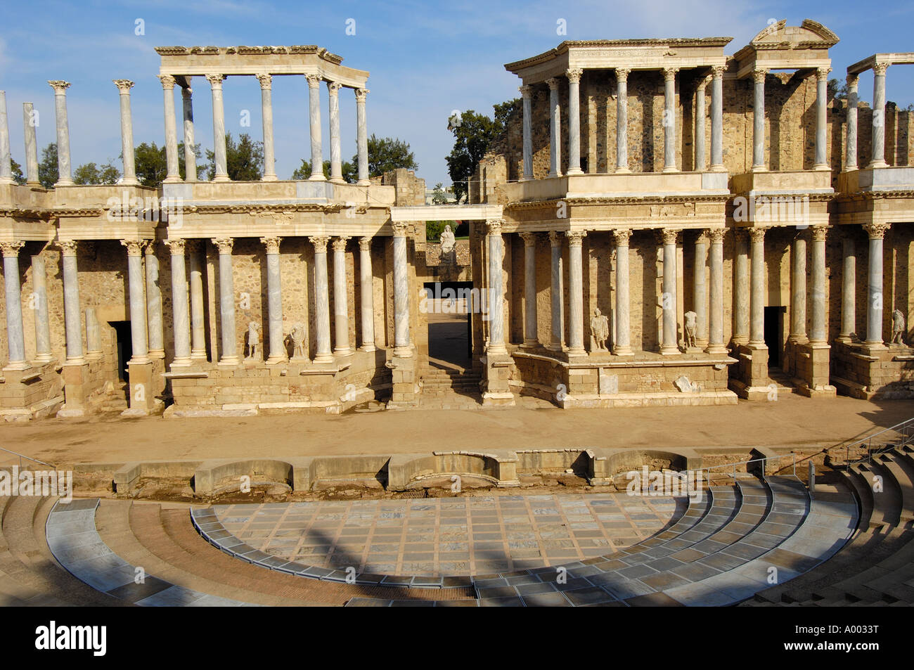 Ruins theater in the old roman city Emerita Augusta Ruta de la Plata ...