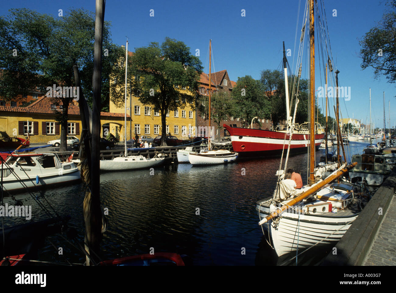 Copenhagen Denmark port harbor canal center town Stock Photo - Alamy