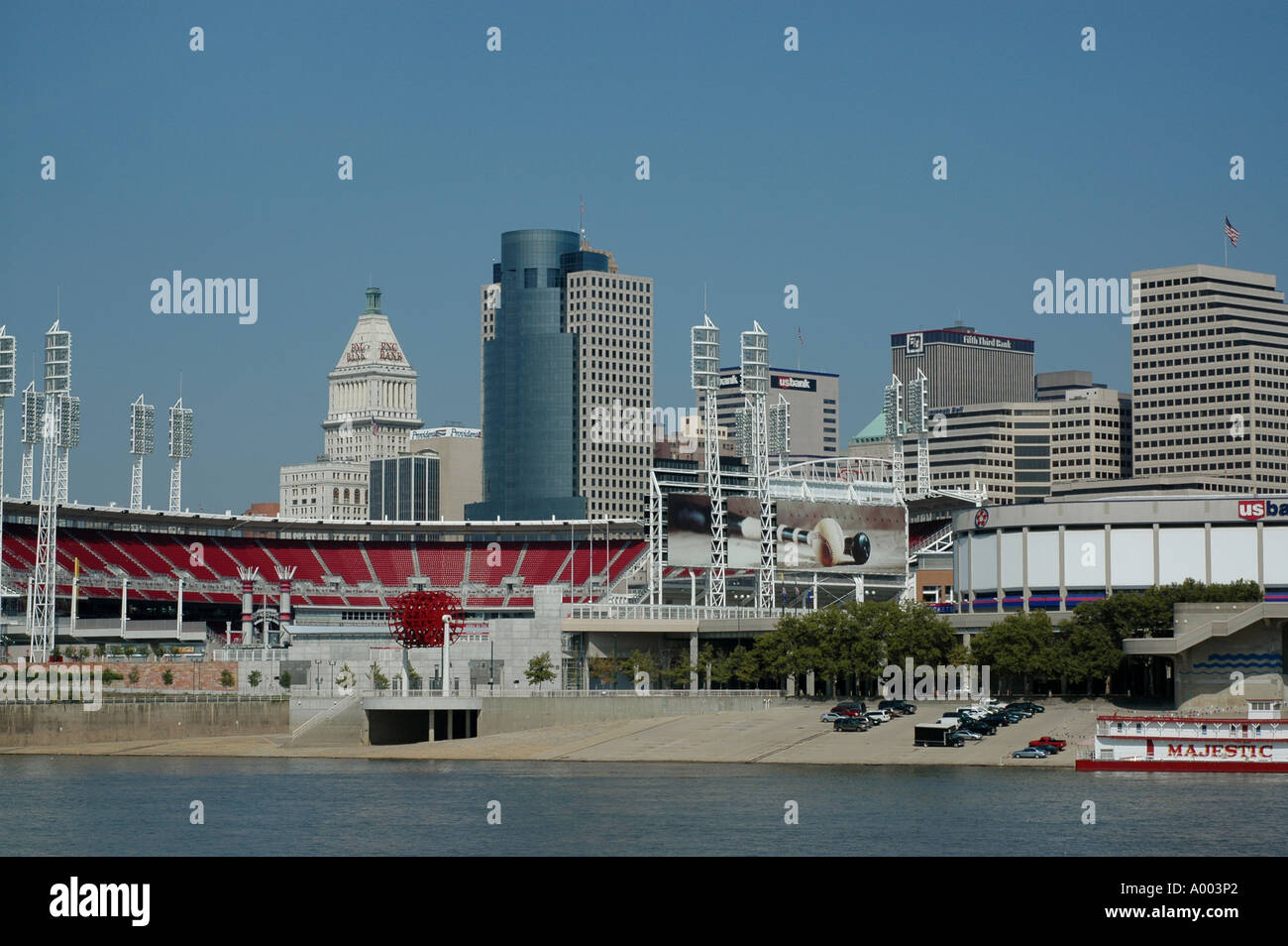 Cincinnati ohio downtown river great american ballpark cityscape city ...