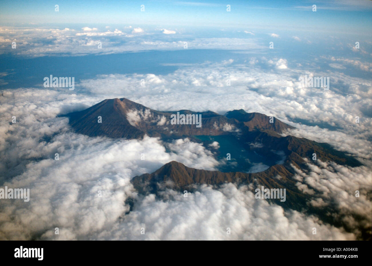 Rinjani Volcano Arial view Indonesia Lombok Lesser Sunda Islands Stock ...