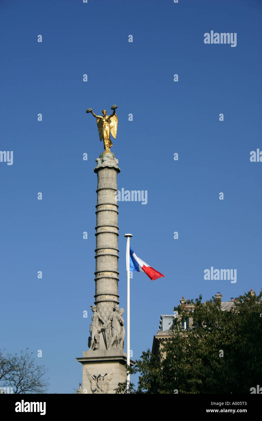 Monument and french flag, Paris, France Stock Photo - Alamy
