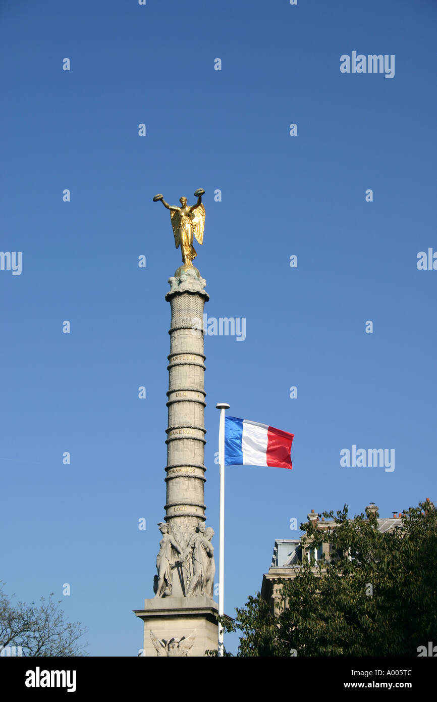 Monument and french flag, Paris, France Stock Photo - Alamy