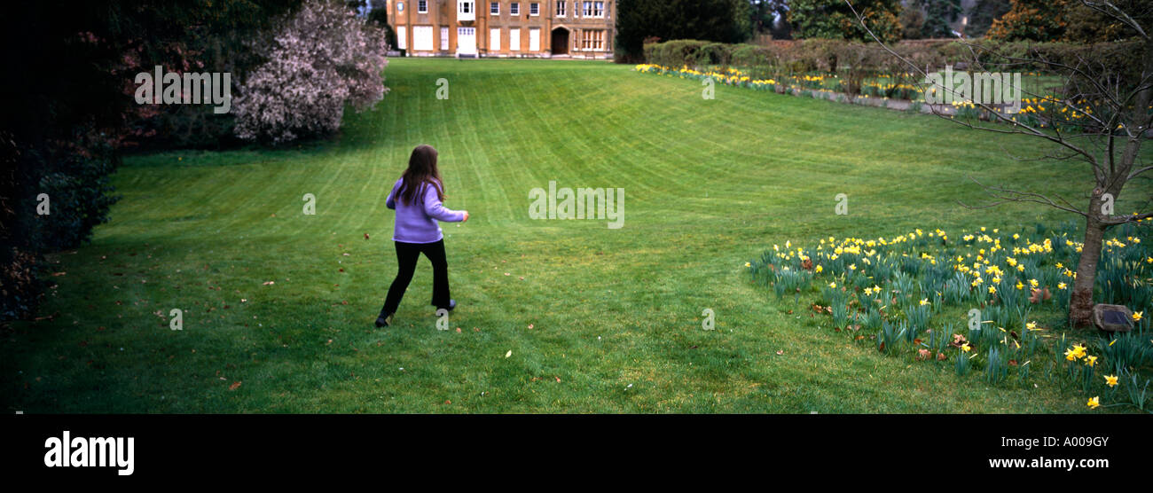 Child Running In Mansion House Grounds Keep Off The Grass Stock Photo ...