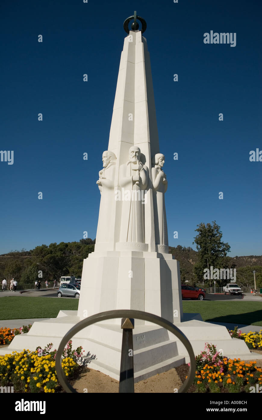 Griffith Park Observatory main lawn area. The Hollywood sign in the ...