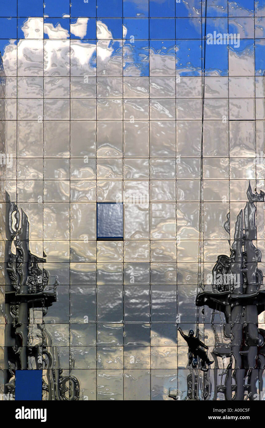 sky reflected in office window Stock Photo - Alamy