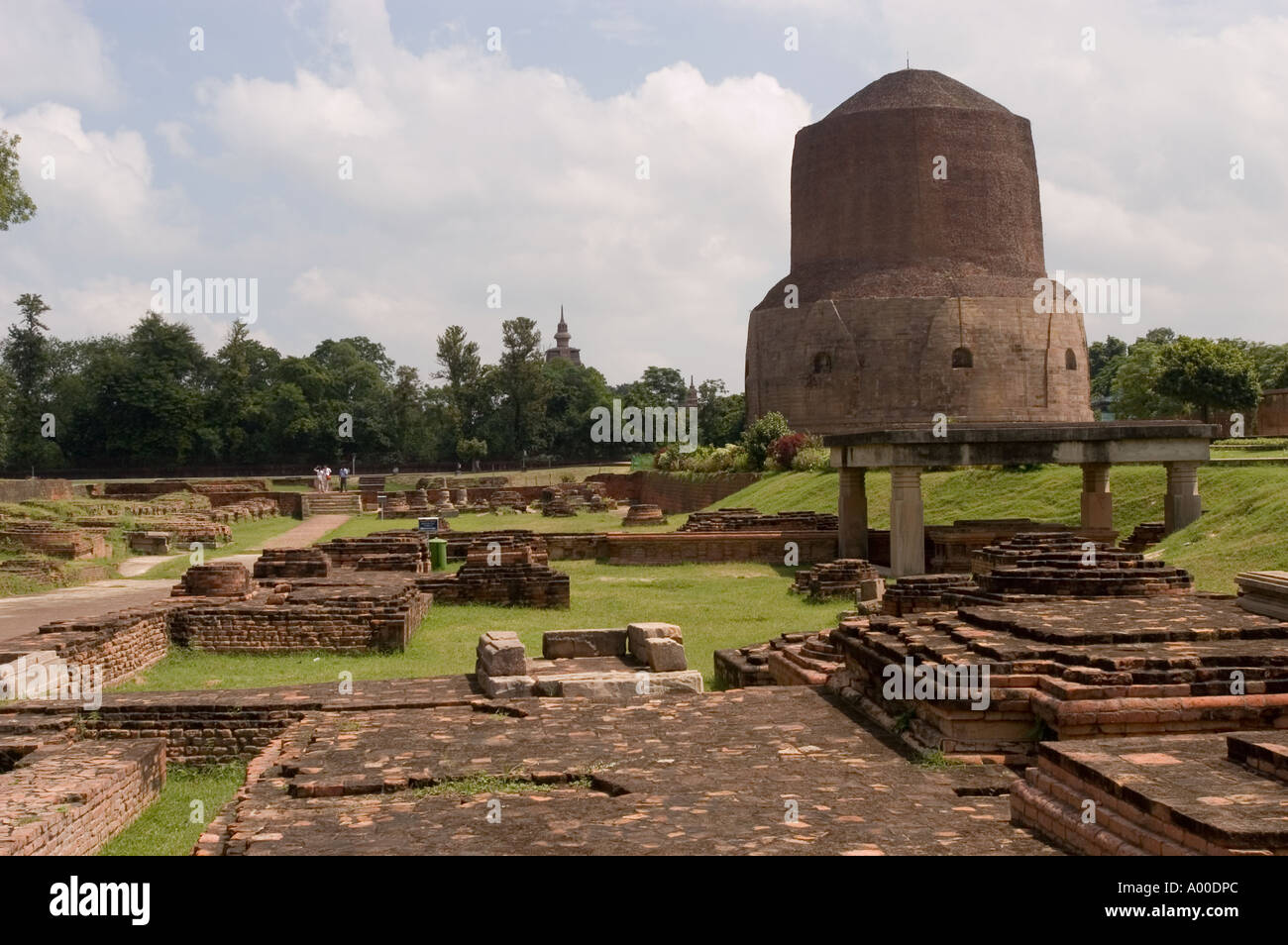 Dhamekh Stupa and Ruins of ancient Sarnath Buddhist stupas monasteries ...