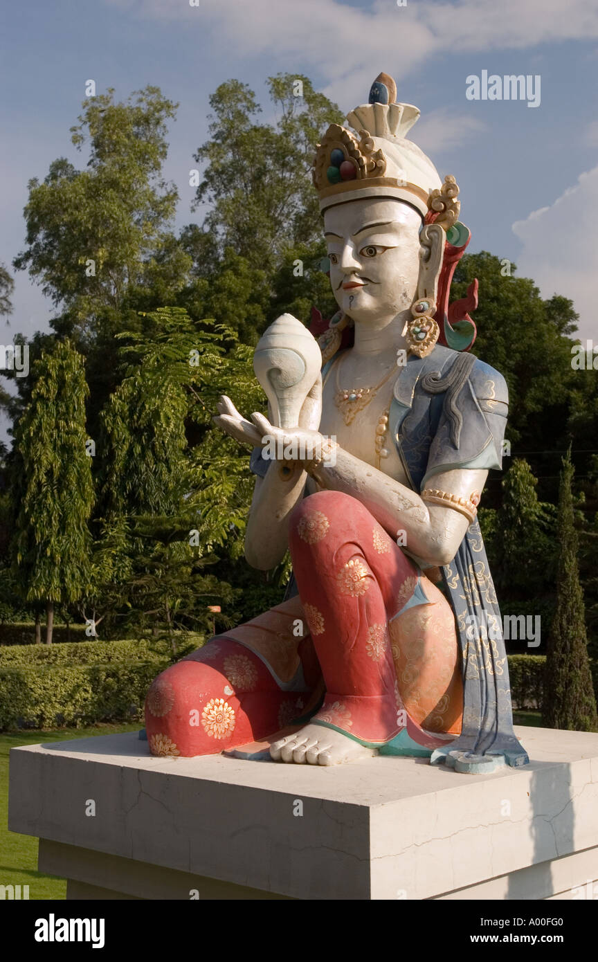 Statue of bodhisattva in Kagyu monastery in Sarnath near Varanasi Uttar ...