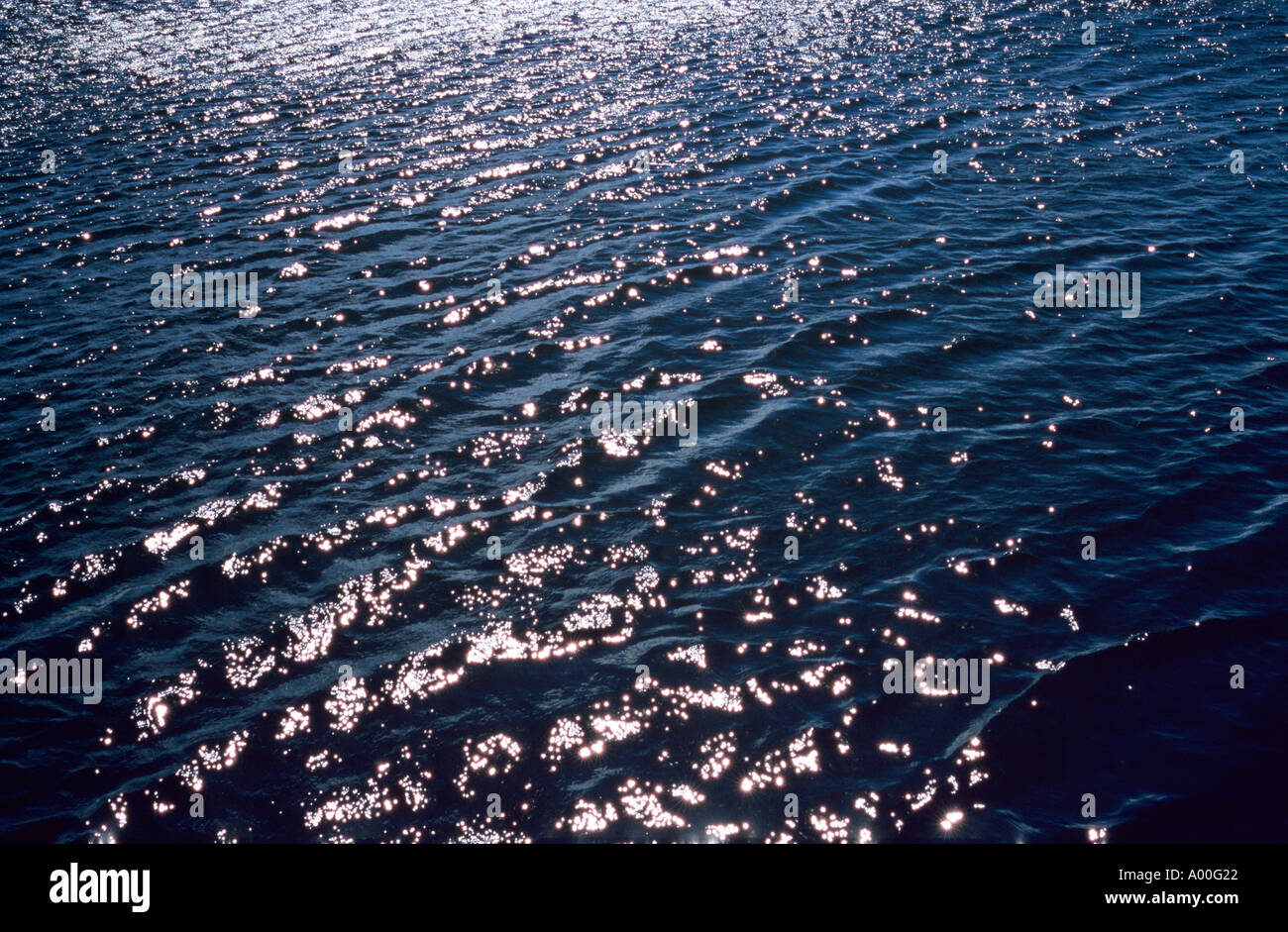 Wind blown ripples texture sunny lake surface Big Pine Lake East Otter ...