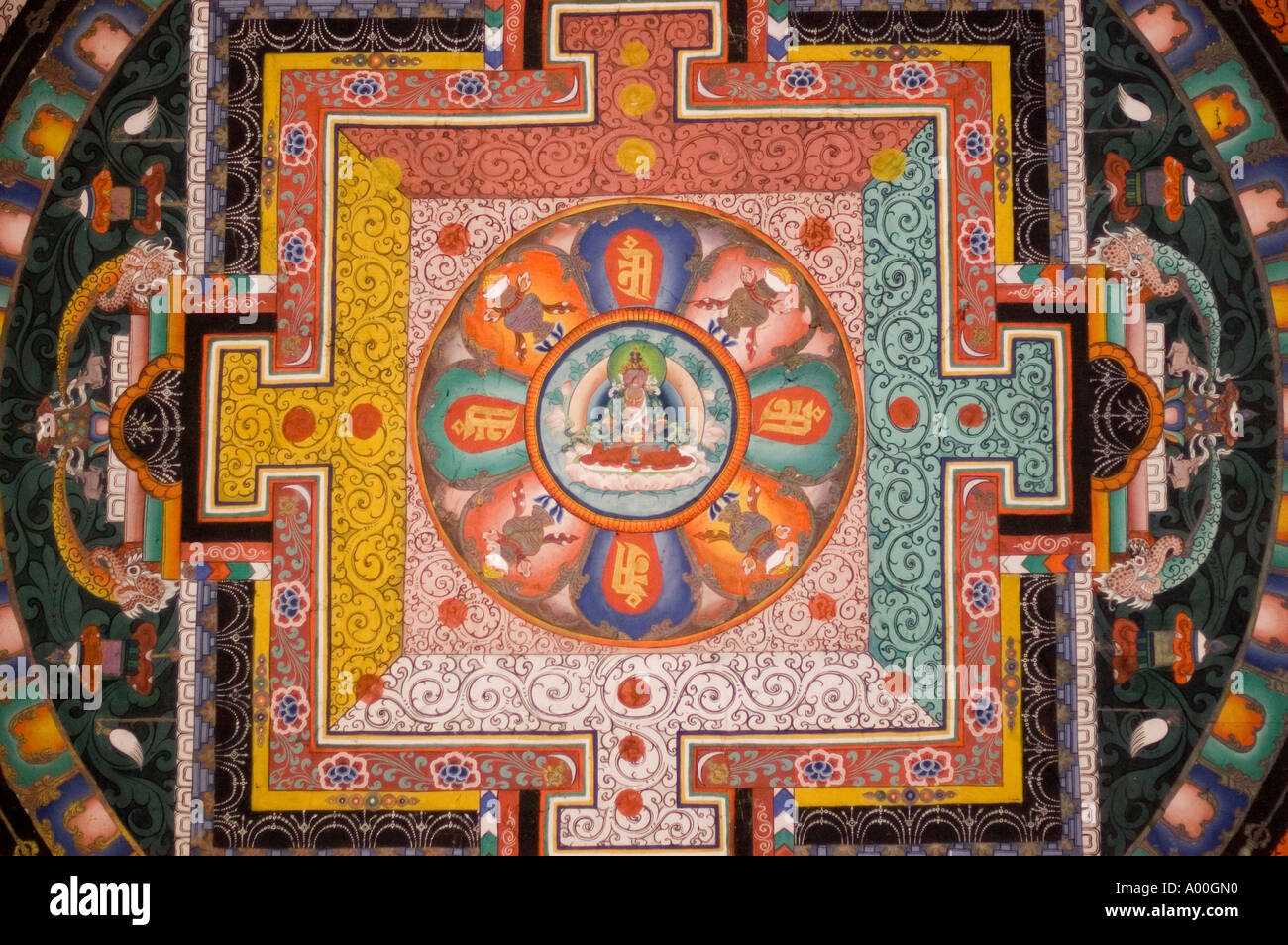 Roof mandala in Royal Bhutanese Monastery Bodhgaya Bihar India Bhutan ...