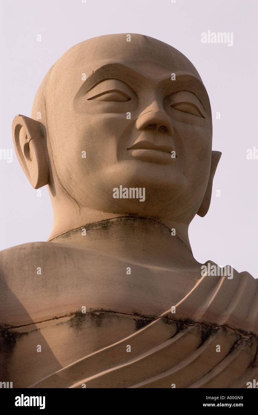 Limestone statue of Buddha disciple arhat in Bodhgaya Bihar India Stock ...