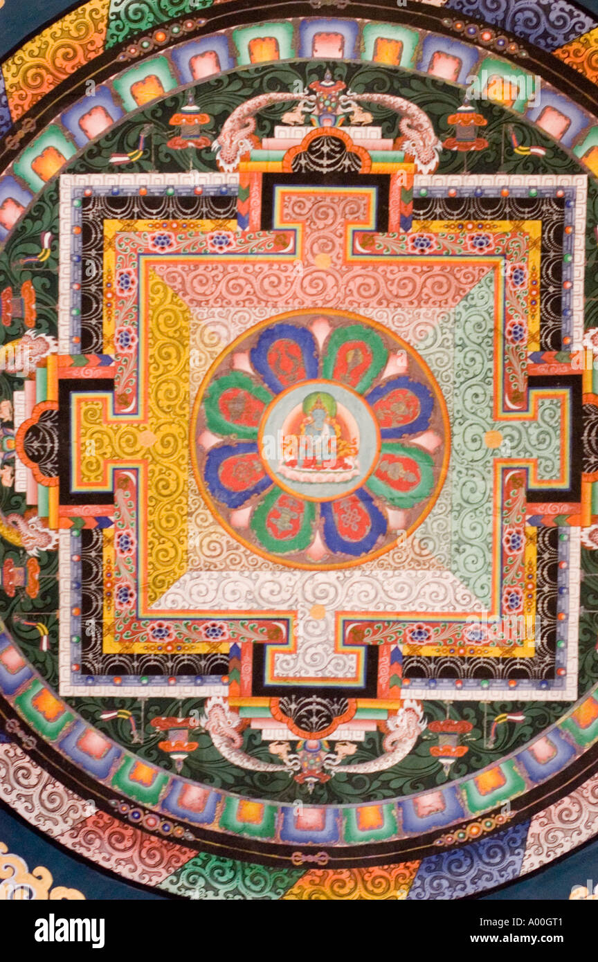 Roof decoration mandala in Golden statue of bodhisattva Avalokiteshvara ...