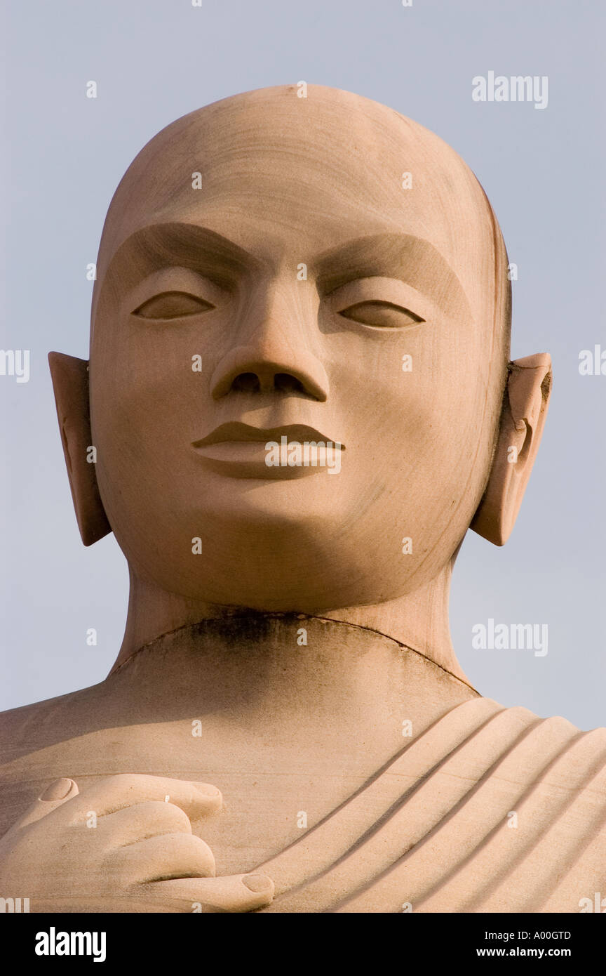 Limestone statue of Buddha disciple arhat in Bodhgaya Bihar India Stock ...
