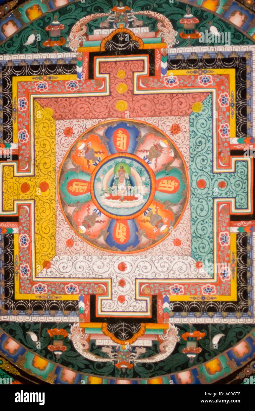 Mandala roof decoration in in Royal Bhutanese Monastery Bodhgaya Bihar ...