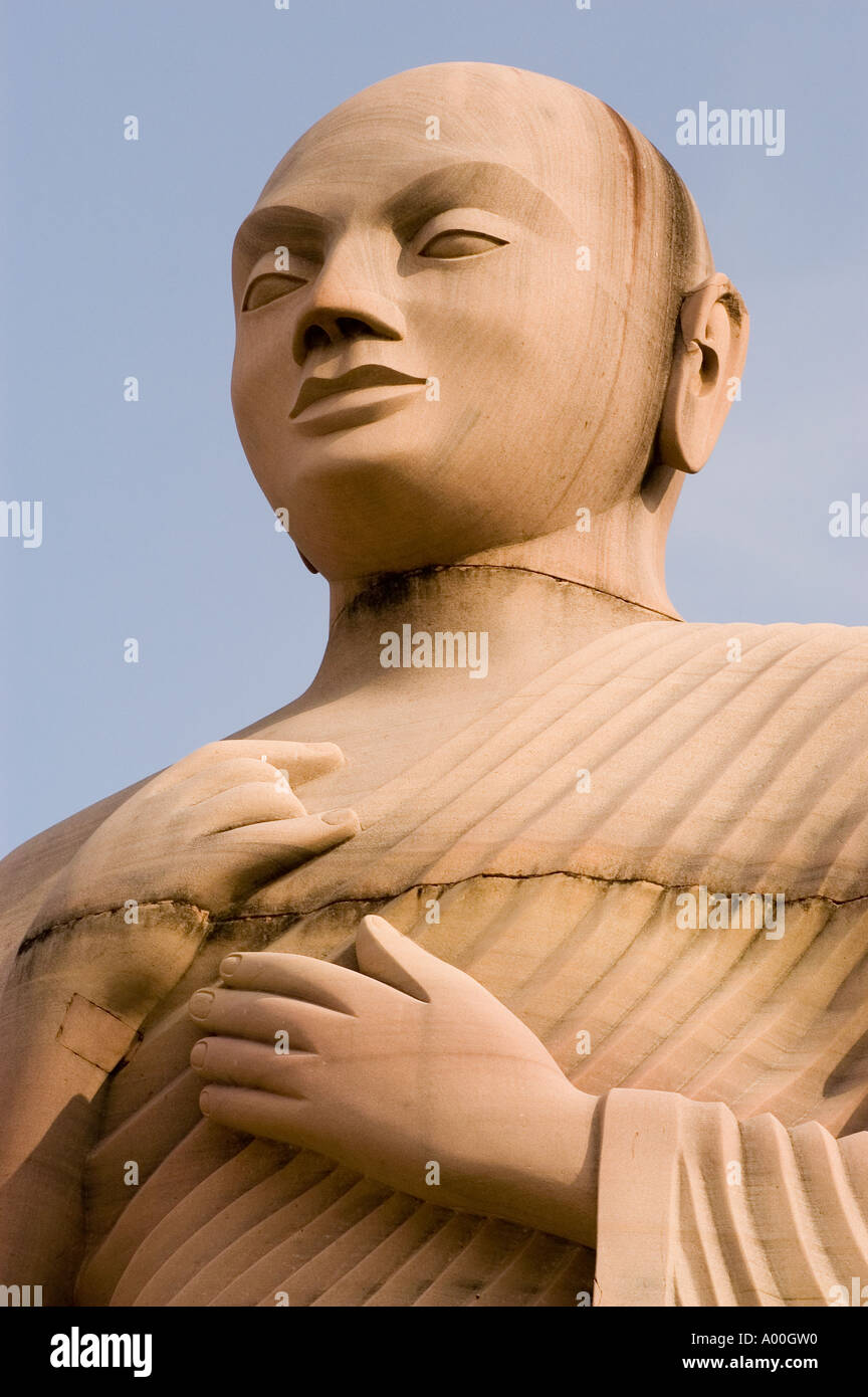 Limestone statue of Buddha disciple arhat in Bodhgaya Bihar India Stock ...