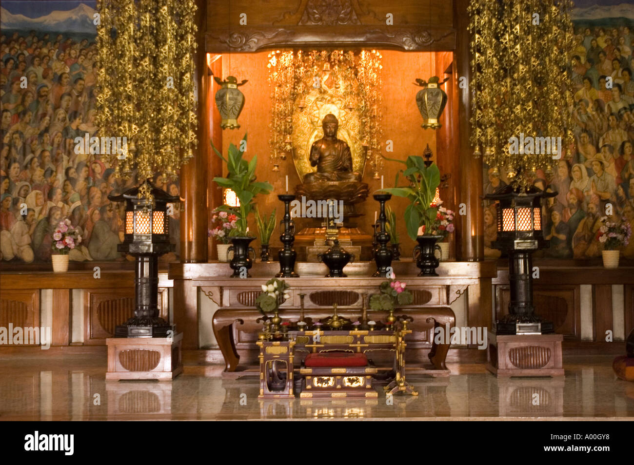 Japanese Buddhist Temple Interior Buddhist Official Performing