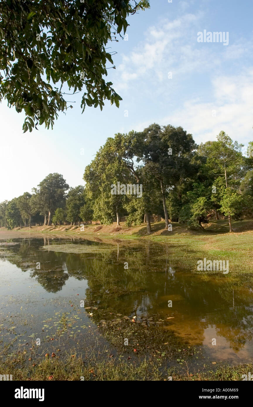 canal surrounding Ankor Wat Temple Cambodia South East Asia Stock Photo ...