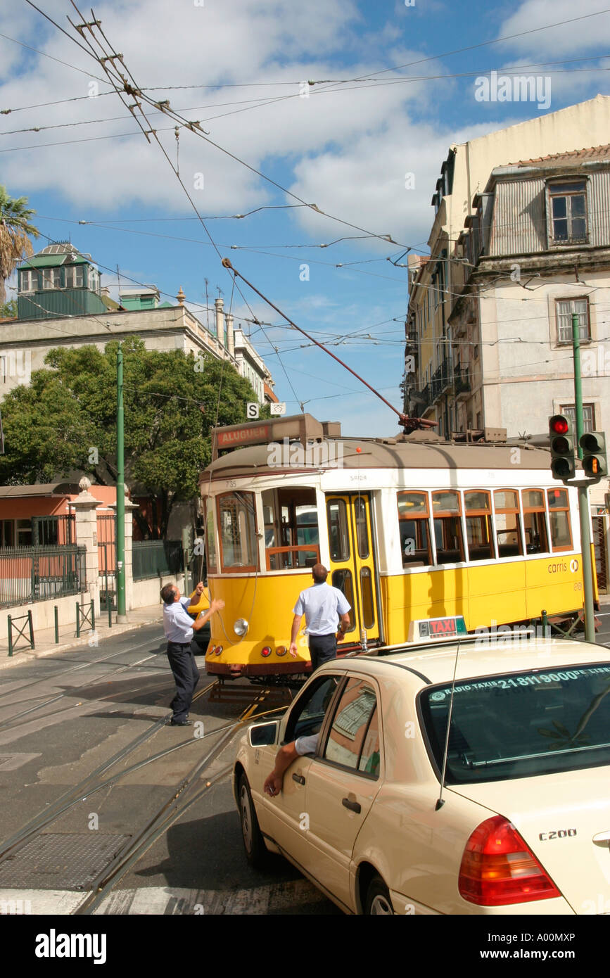 Tram stuck as electric pole became detached from overhead power lines ...