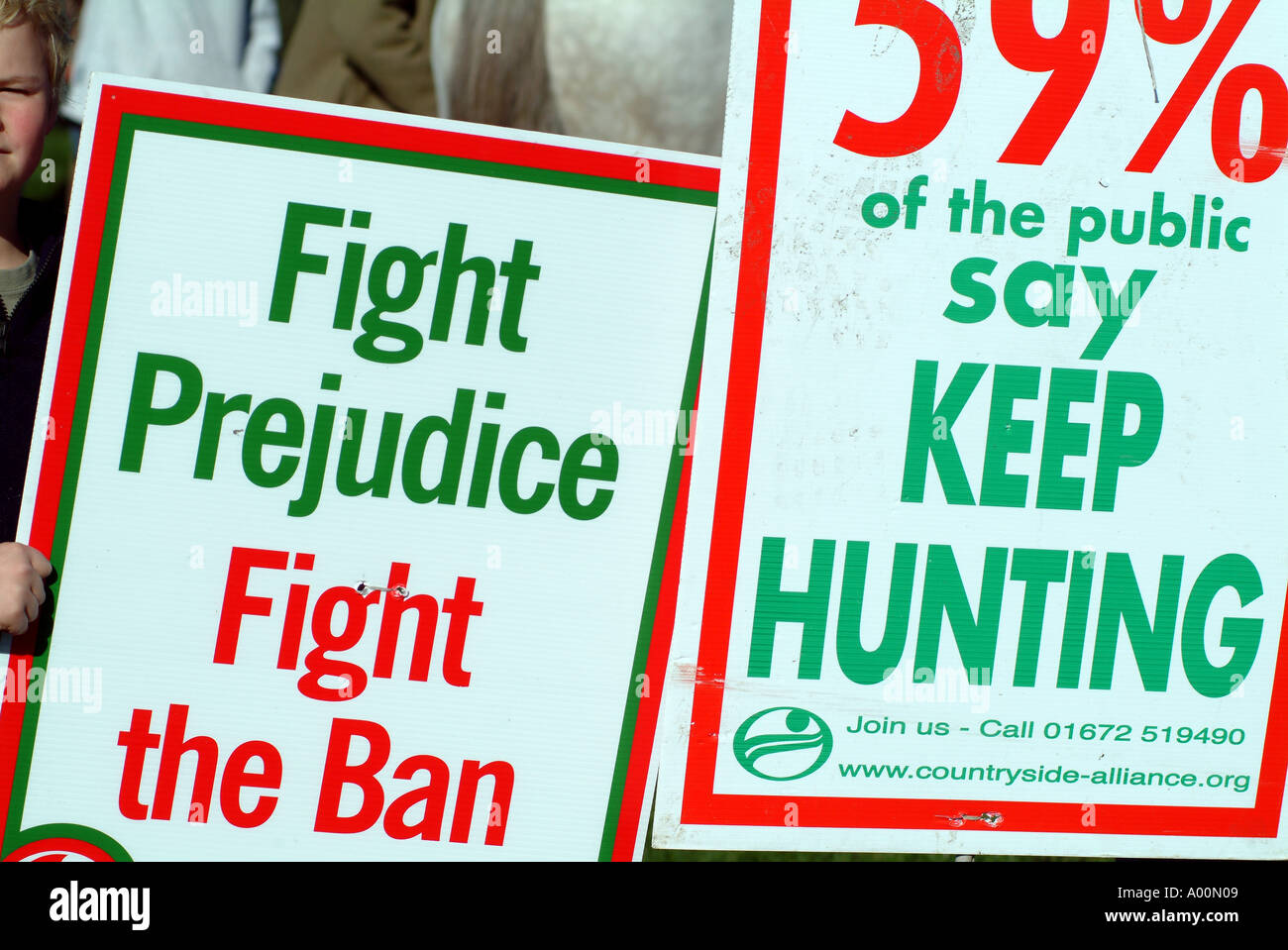 Keep Hunting signs fight the ban signs Stock Photo - Alamy