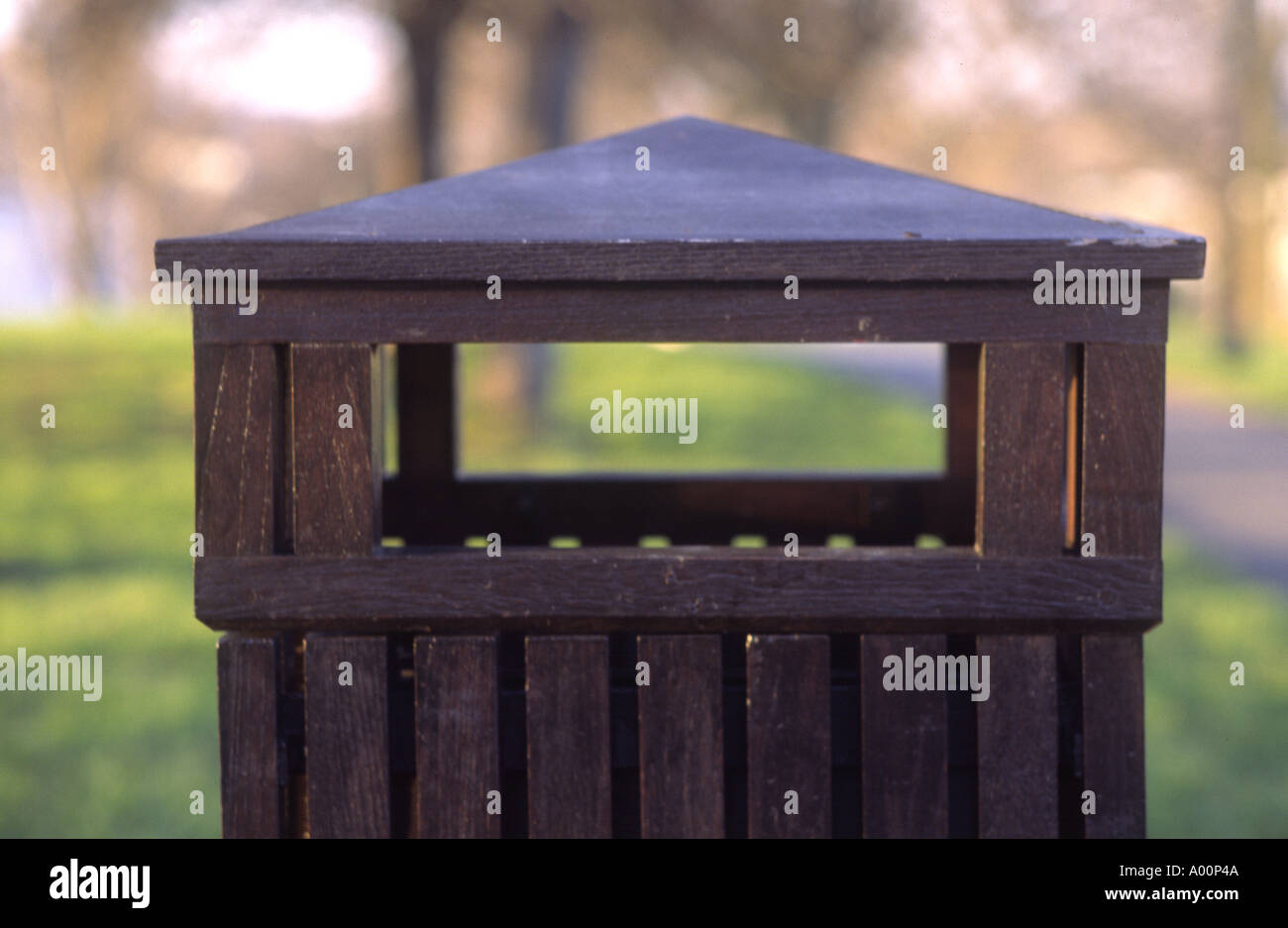 Outdoor public waste bin in park Stock Photo - Alamy