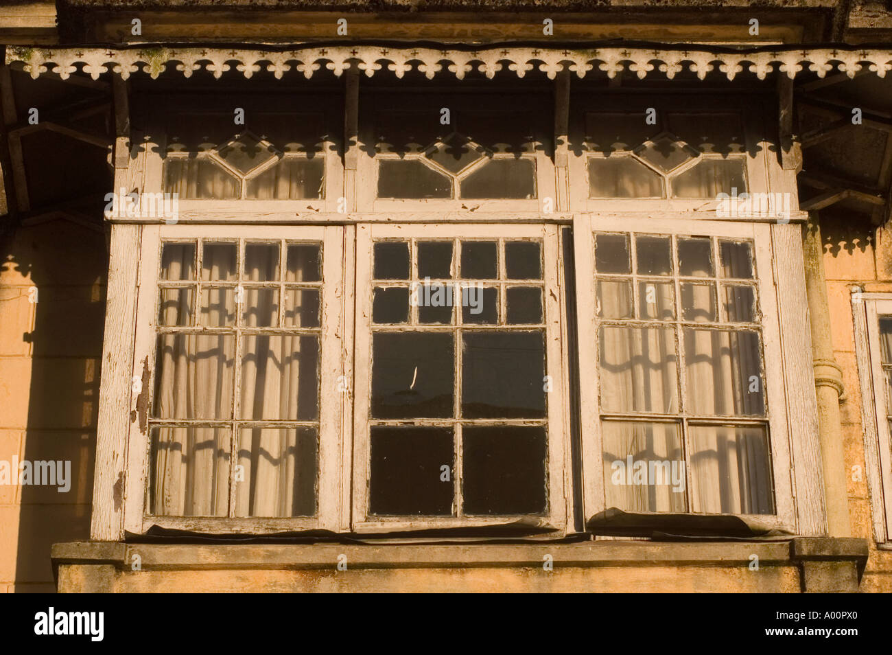 British era building facade with big windows in Darjeeling West Bengal ...