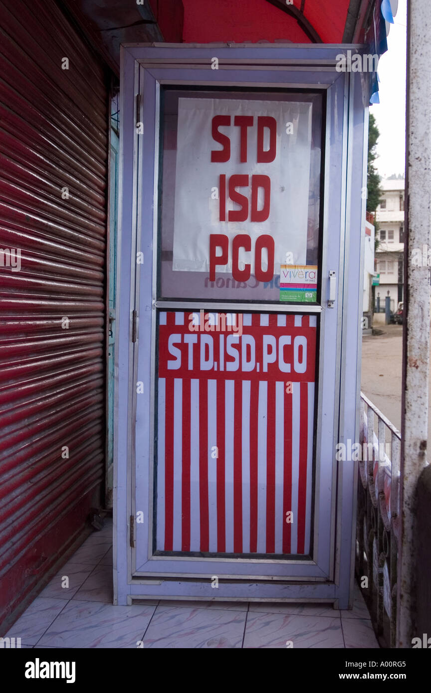 Typical Indian telephone booth in Darjeeling, West Bengal, India, with ...