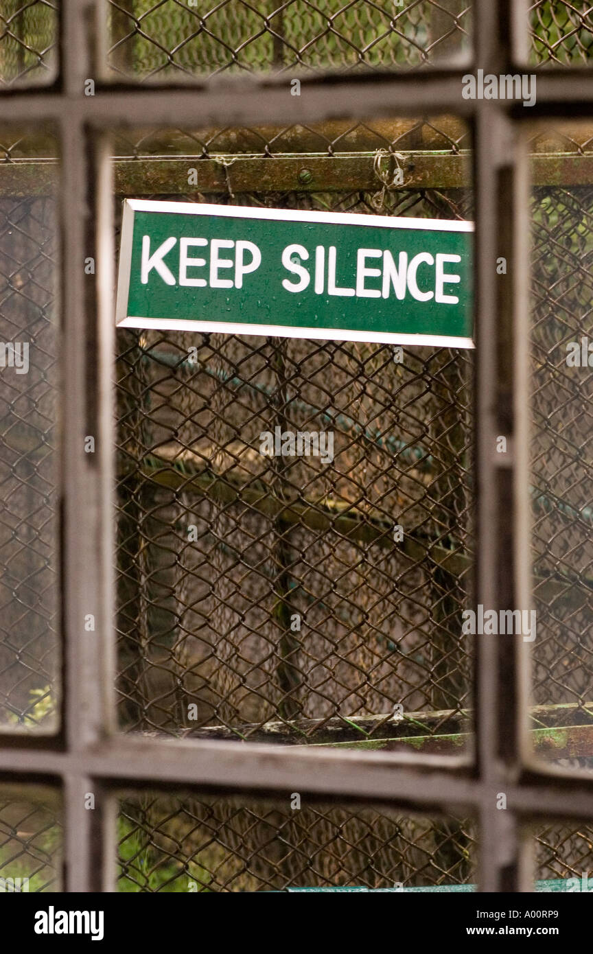 Keep Silence window framed sign, Darjeeling, West Bengal, India Stock ...