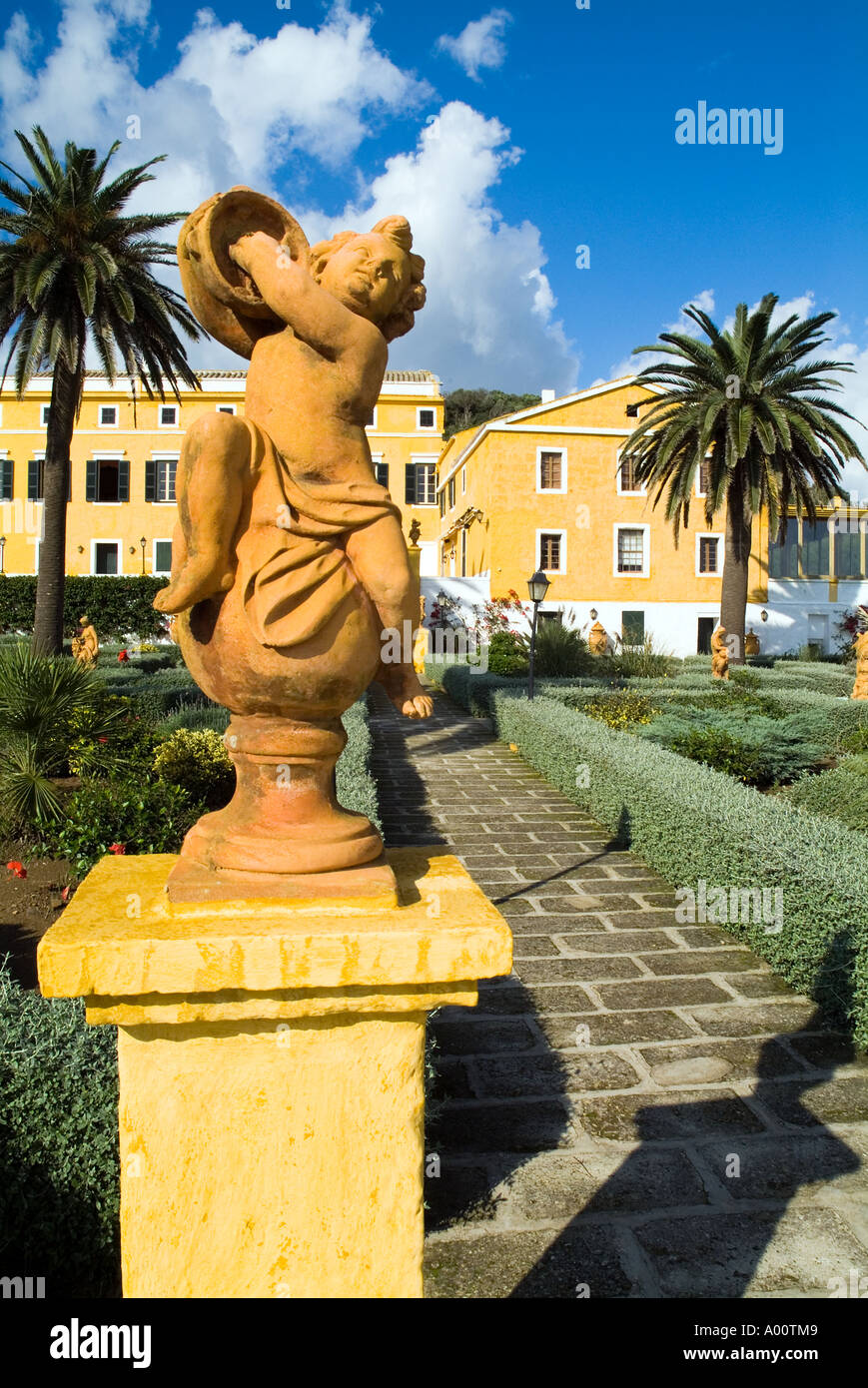 dh BINISUES MENORCA Rural Manor house steps entrance cherub statue ...
