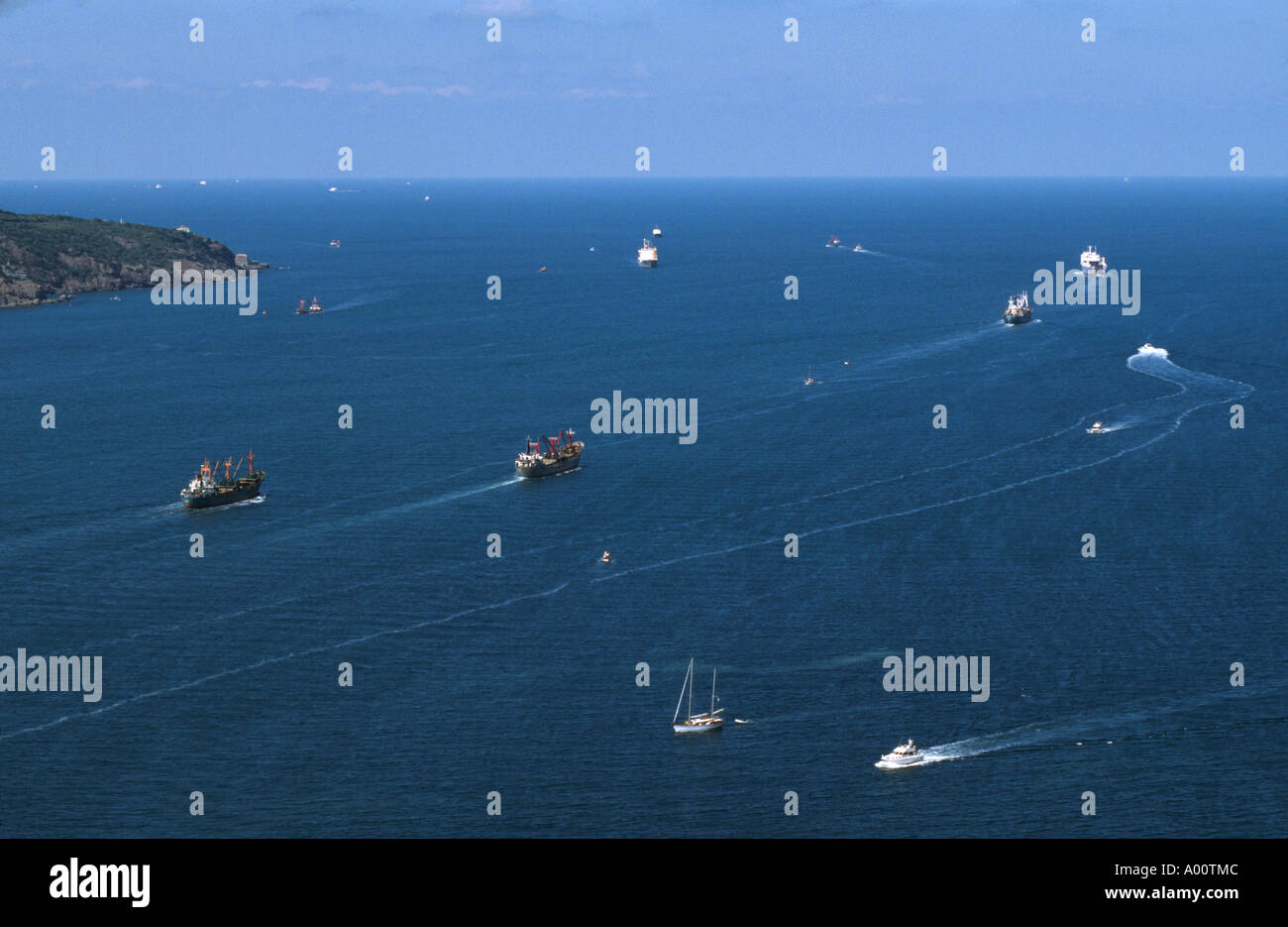 Boat traffic moves on the BOSPHORUS the International seaway which ...
