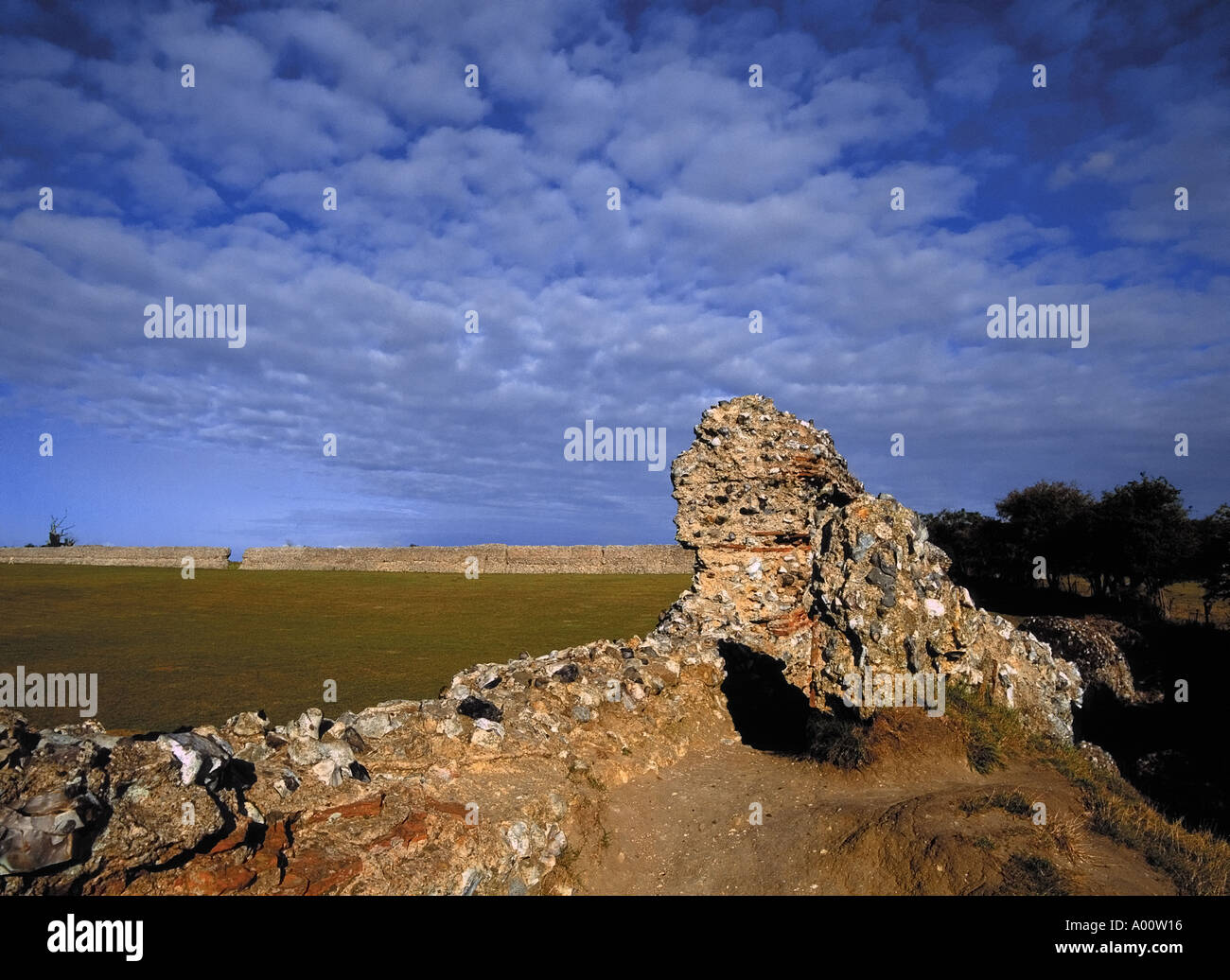 Burgh castle Roman fort Norfolk England Stock Photo - Alamy