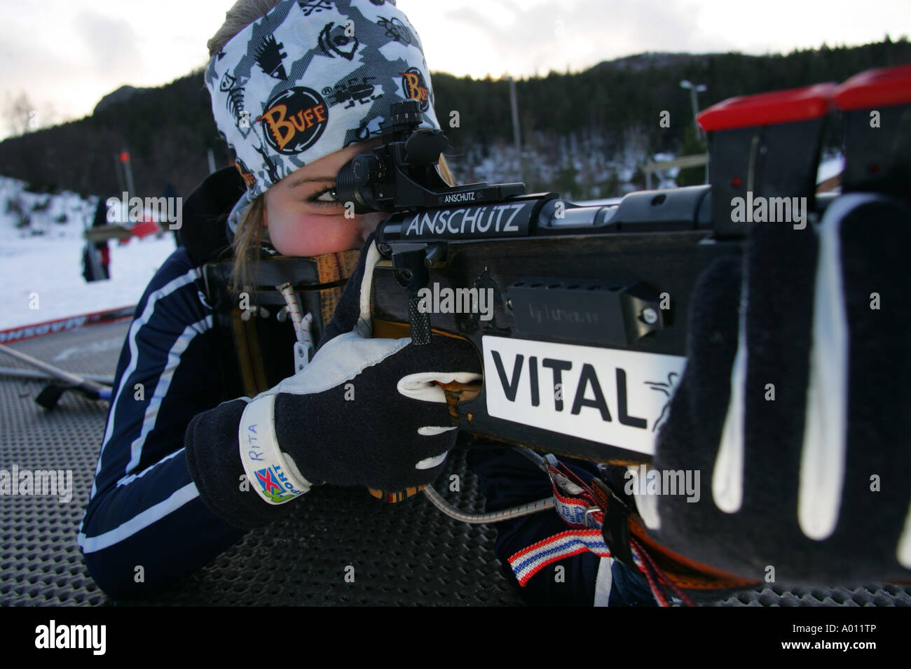 Biathon, ready to shoot Stock Photo - Alamy