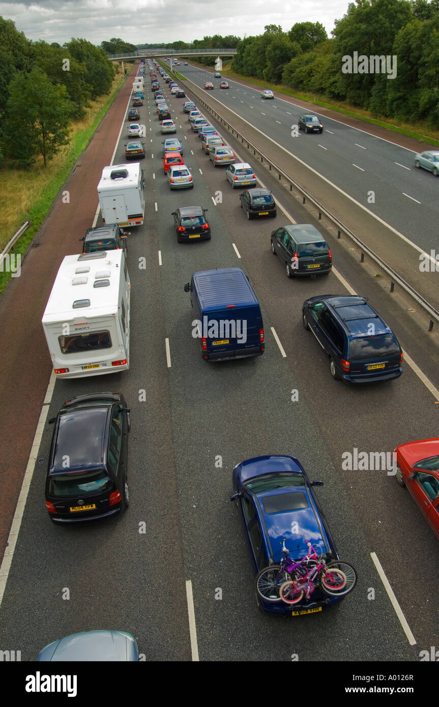 Traffic jam on the M6 in Lancashire Stock Photo - Alamy