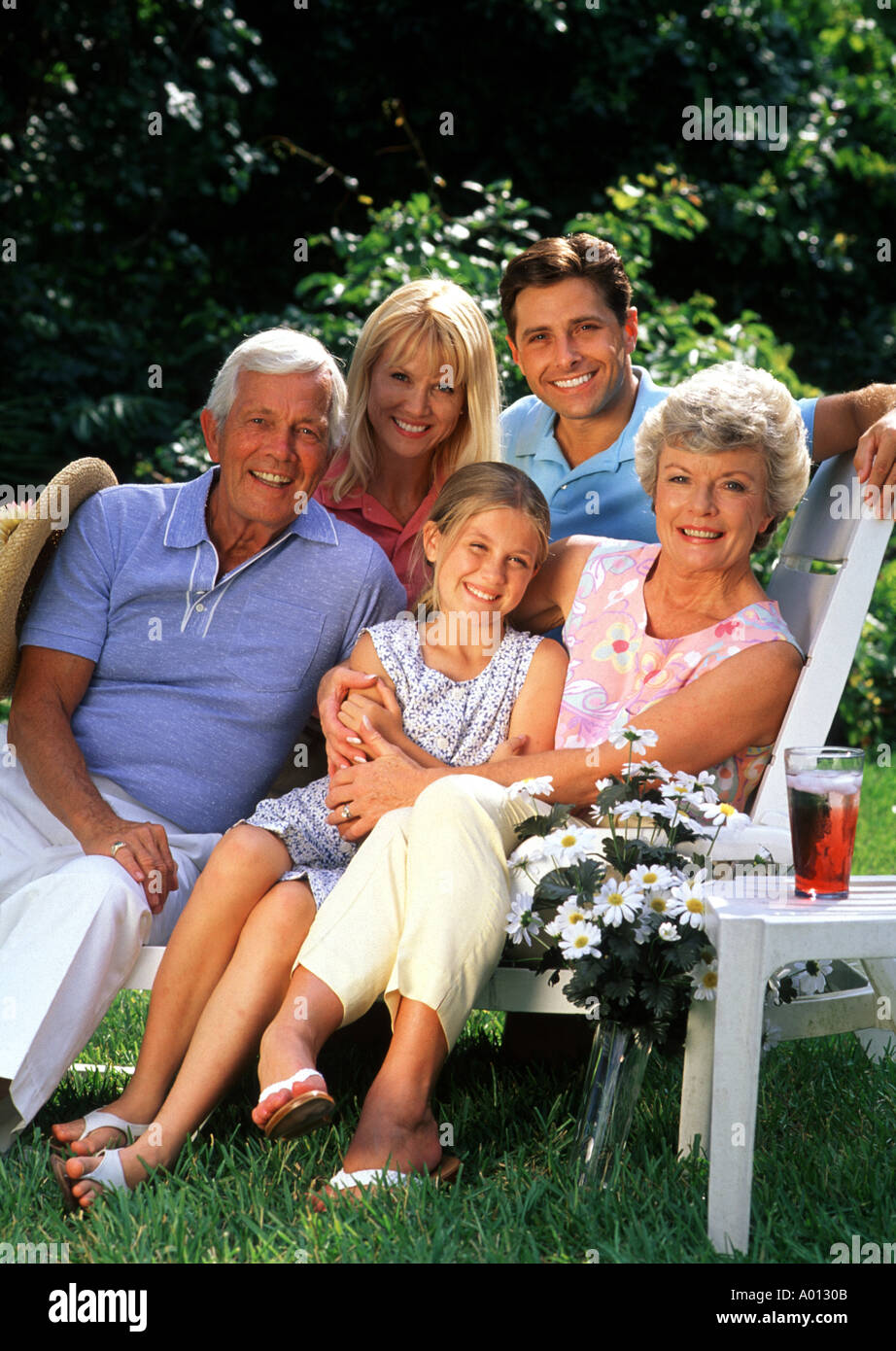 Healthy 3 Generation Family Portrait Outside Stock Photo - Alamy