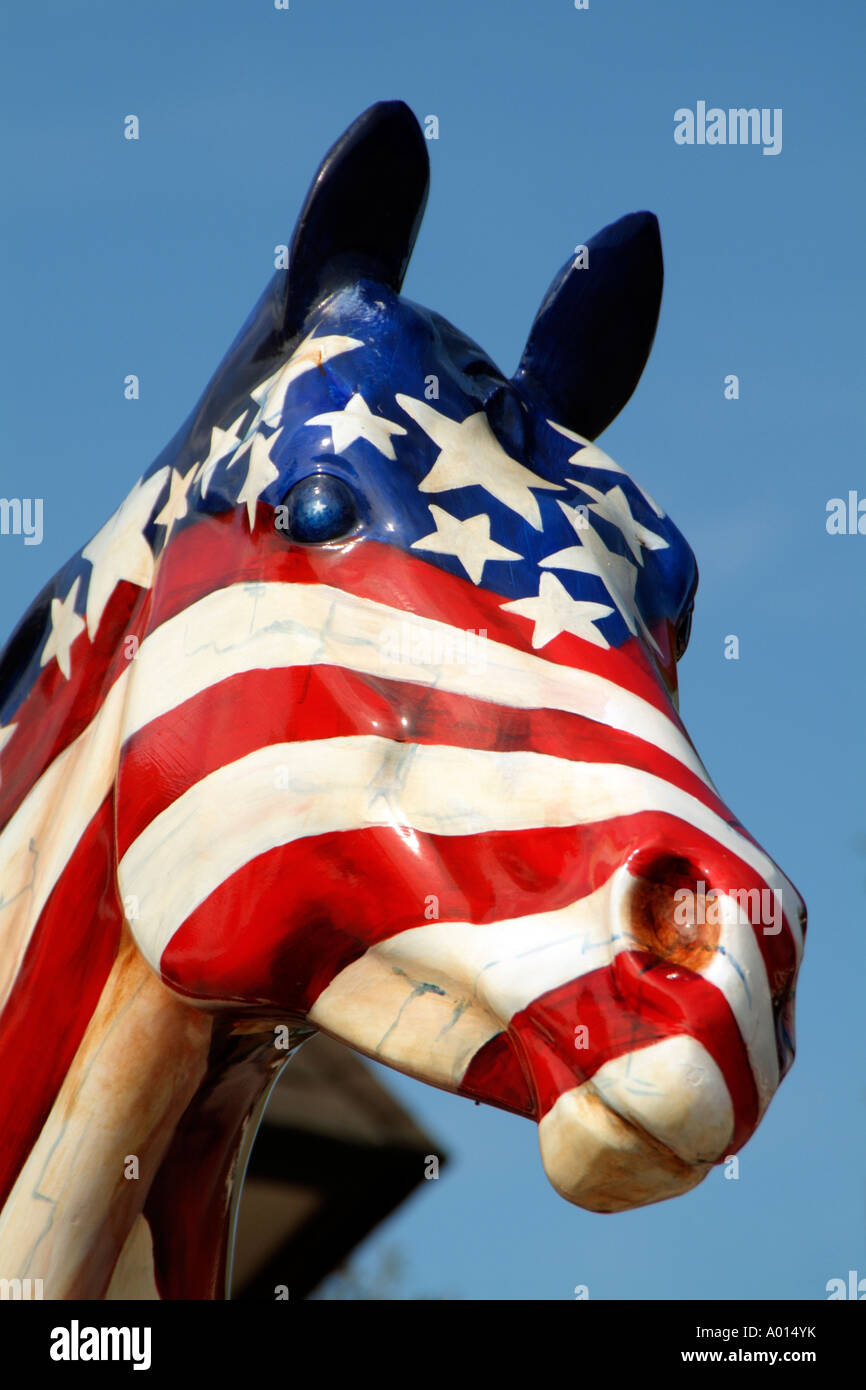 Racehorse portrait in red white and blue. Stars and stripes. USA Stock ...
