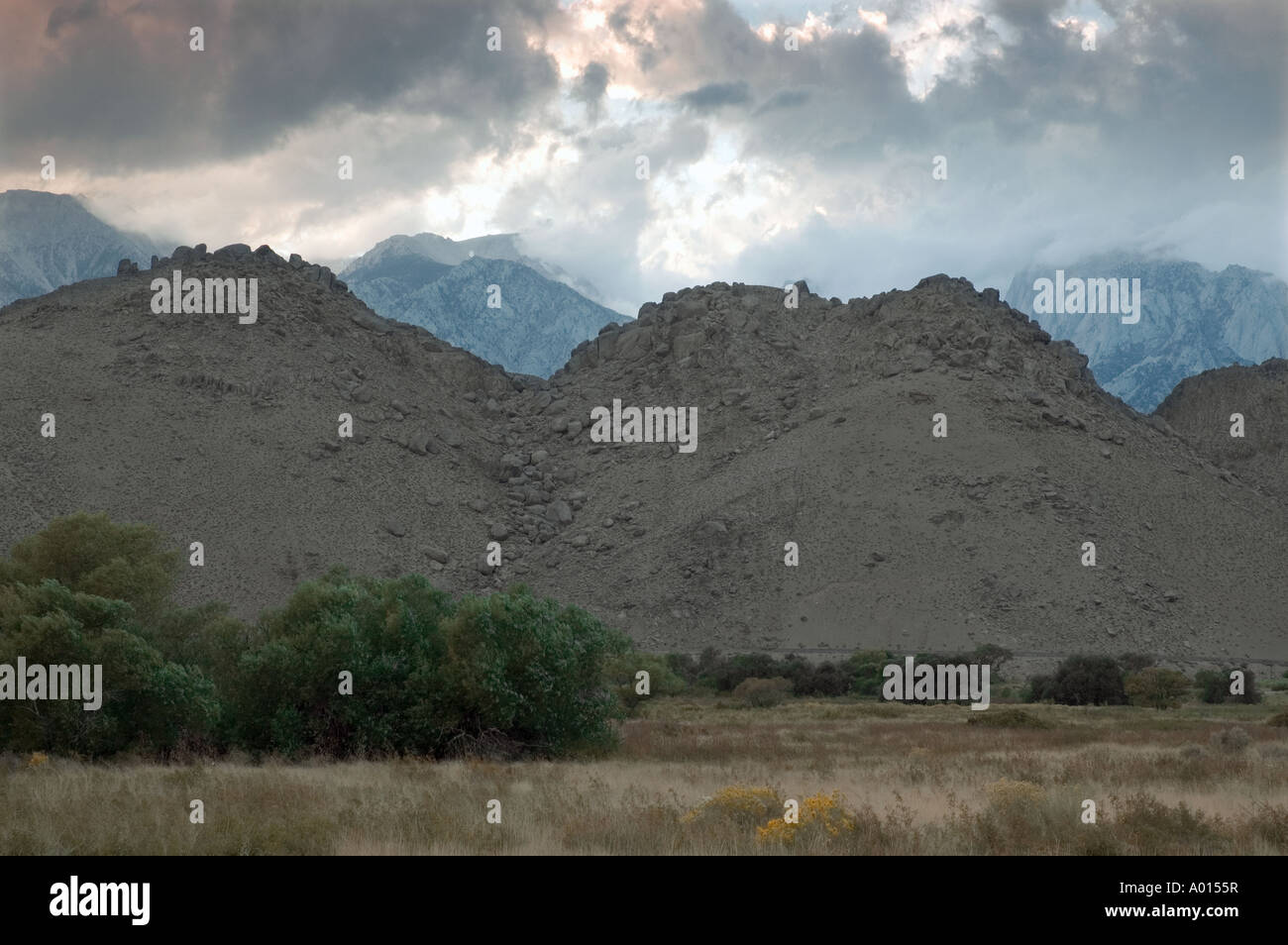 Sierras, storm, and Lone Pine Hills, sunset 3 Stock Photo - Alamy