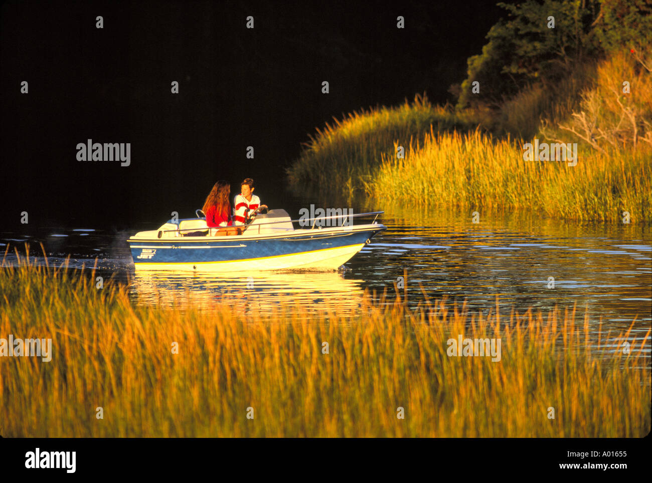 Boating in a marsh Stock Photo - Alamy