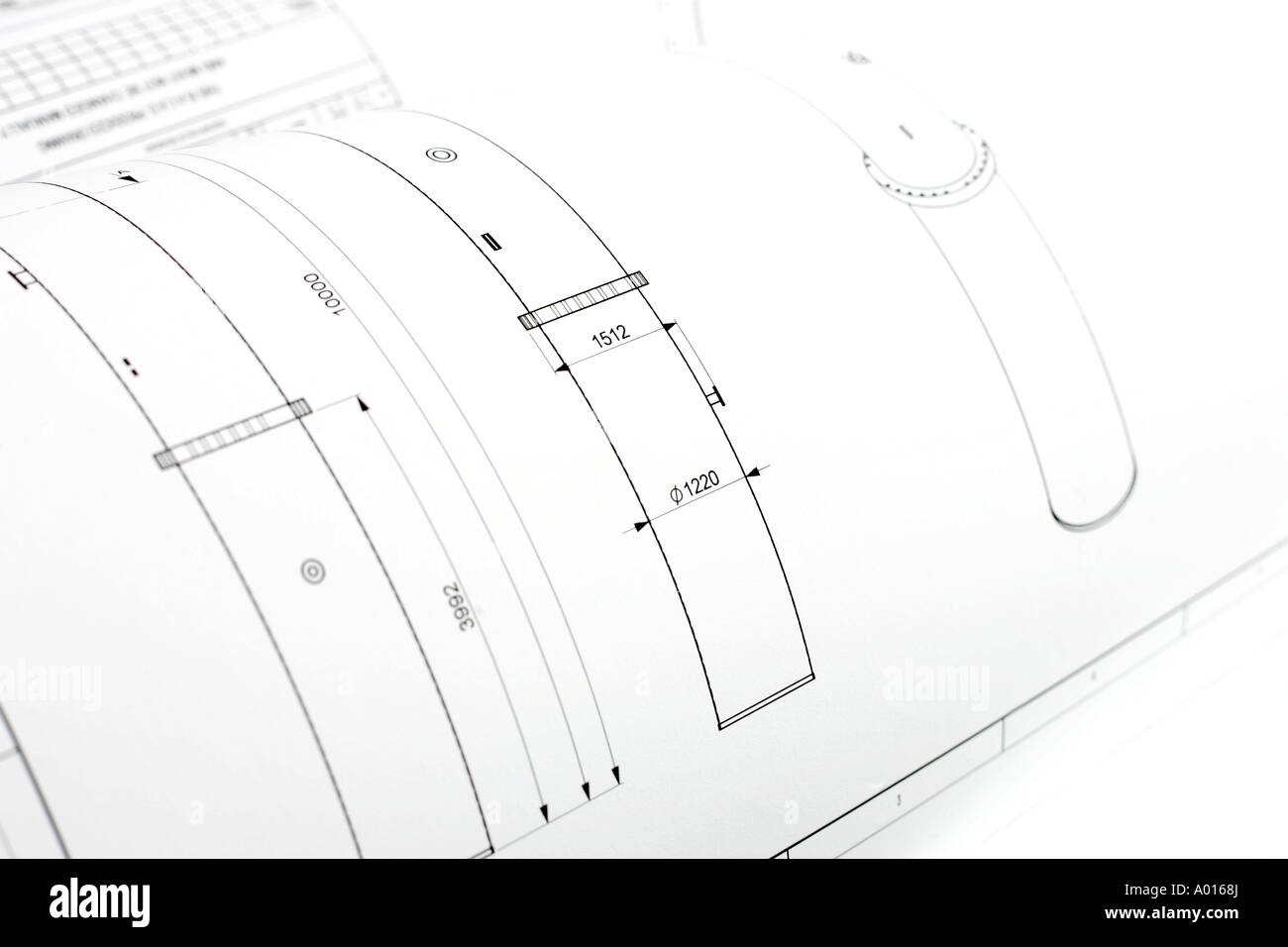 Printout of industrial drawings Stock Photo - Alamy