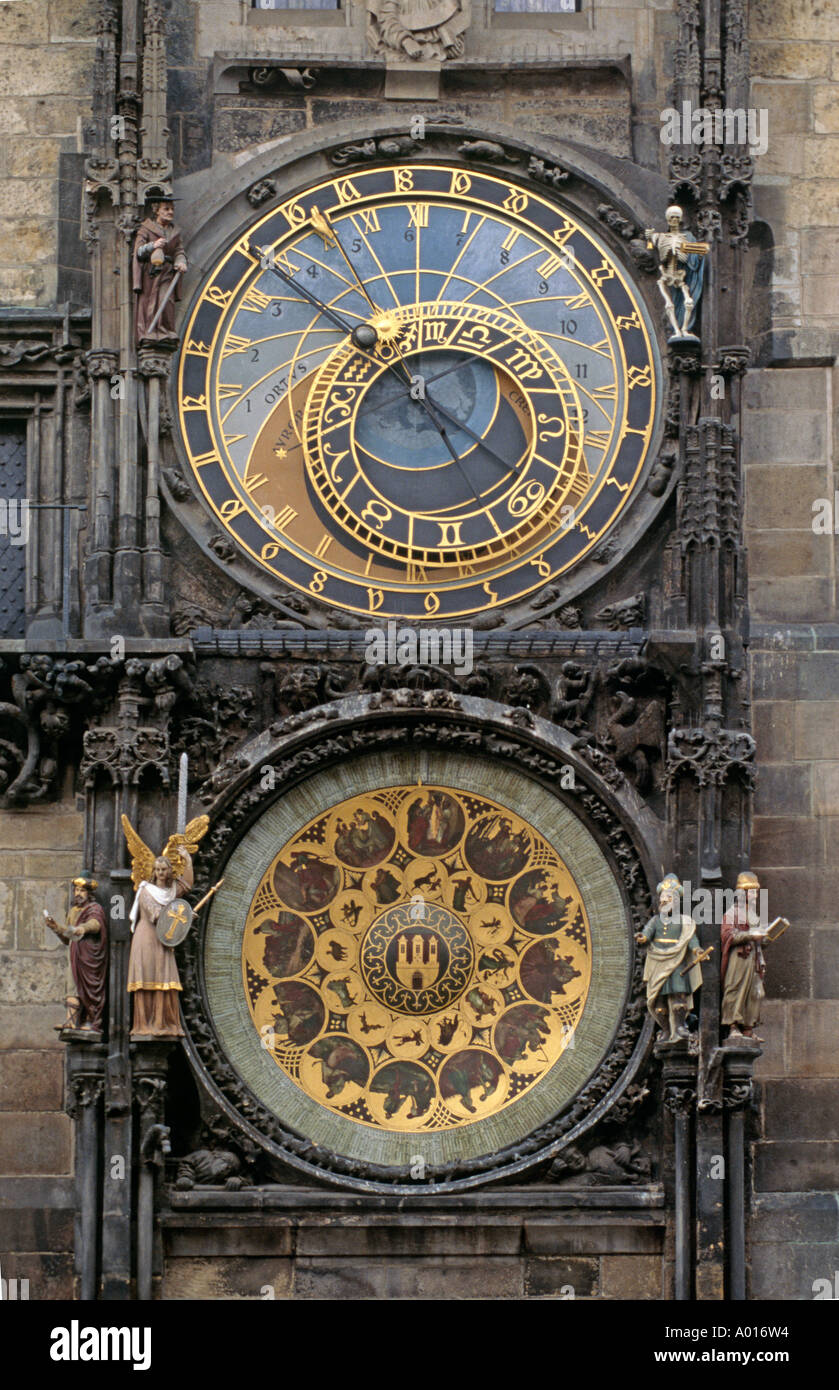 The GOTHIC ASTRONOMICAL CLOCK 1410 at OLD TOWN HALL in the historic ...