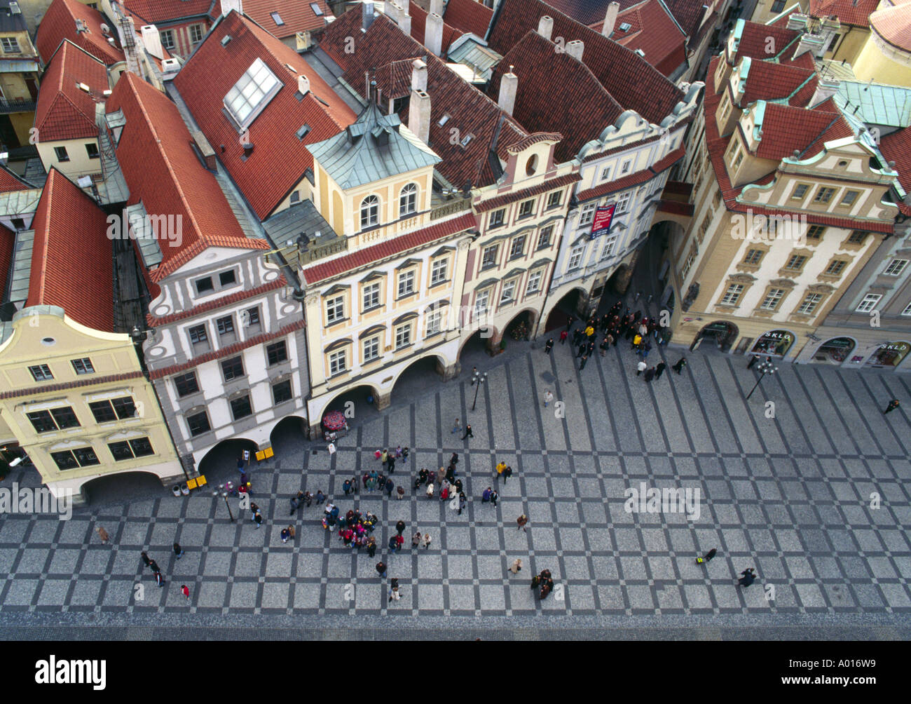 The BAROQUE buildings of OLD TOWN SQUARE as seen from the tower of OLD ...