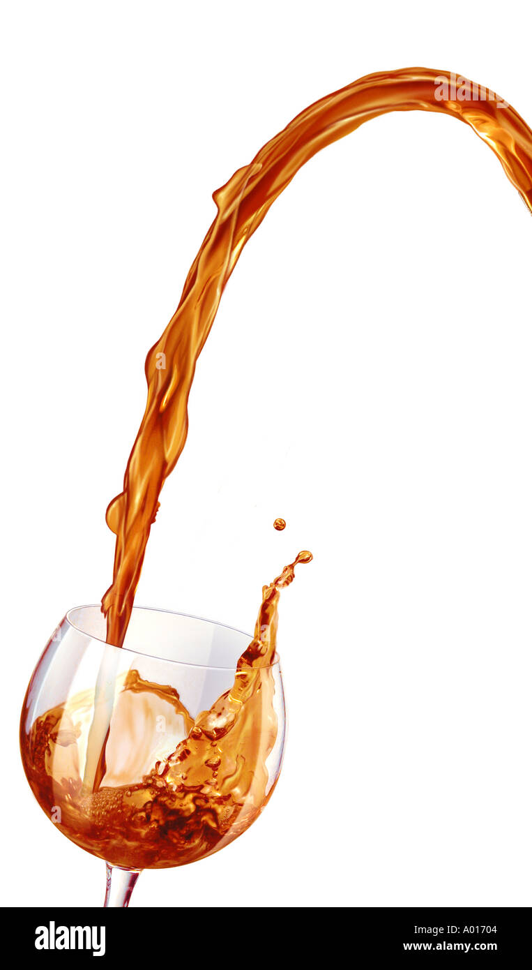 liquid flow with diving man effect falling into a glass with splash ...