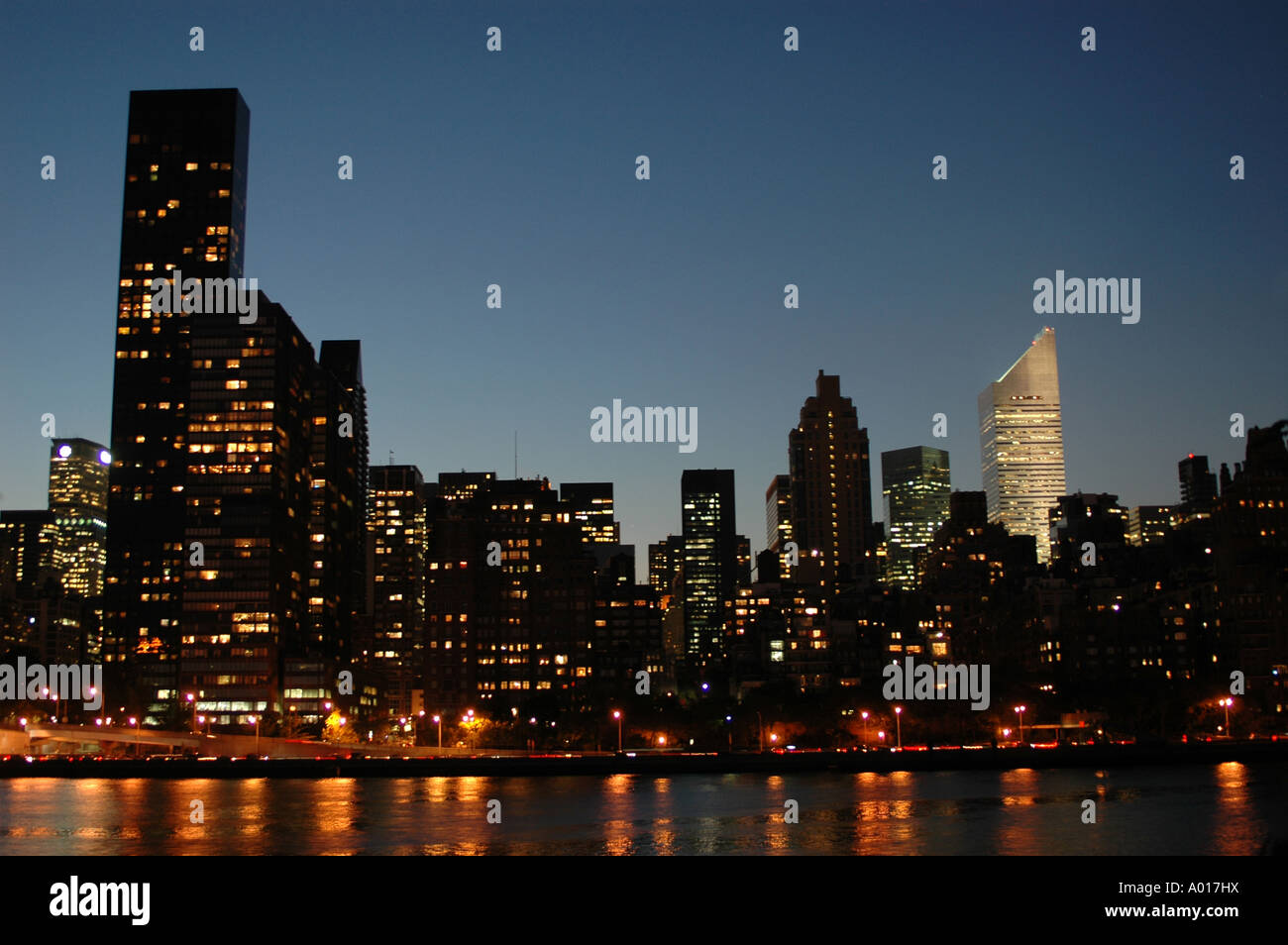 NYC Night view from Roosevelt Island over looking Midtown East ...