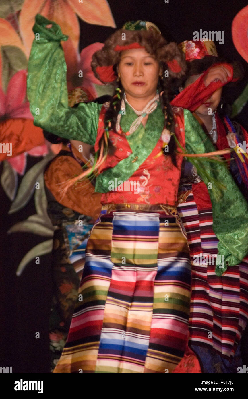 Female Sherpa dancers in traditional dress performing at the Namchi ...