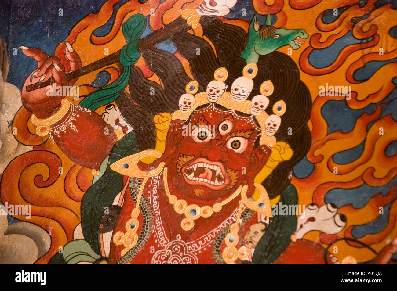 Red Chakrasamvara yidam mural painting Rumtek monastery Gangtok Sikkim ...