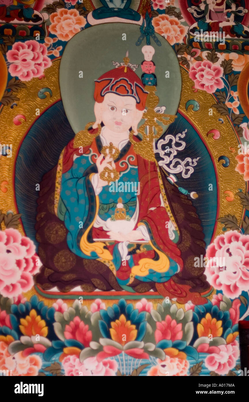 Guru Rinpoche or Padmasambhava mural painting in Namchi Nyingma ...