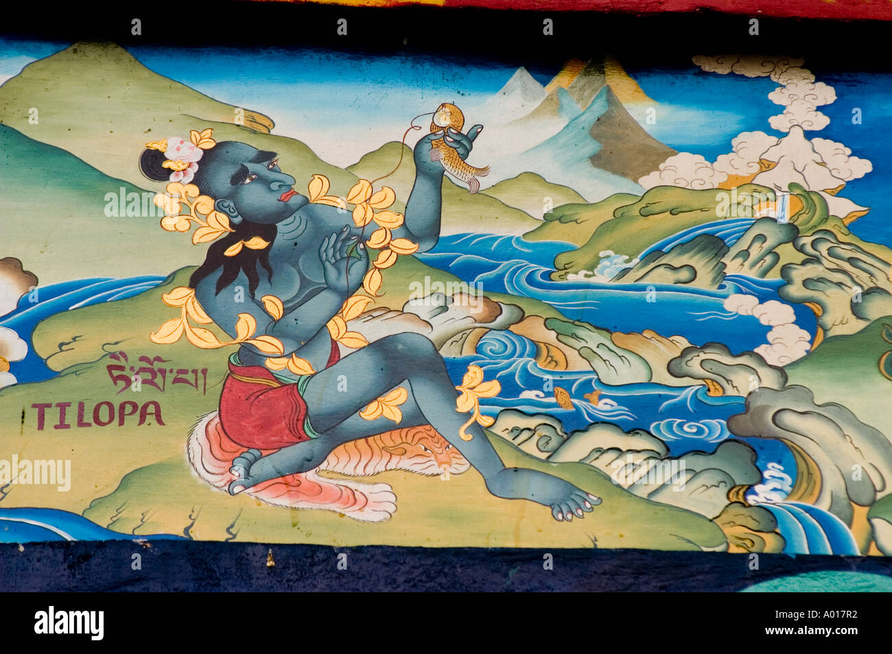 Mahasiddha Tilopa mural painting in Rumtek Monastery Gangtok Sikkim ...