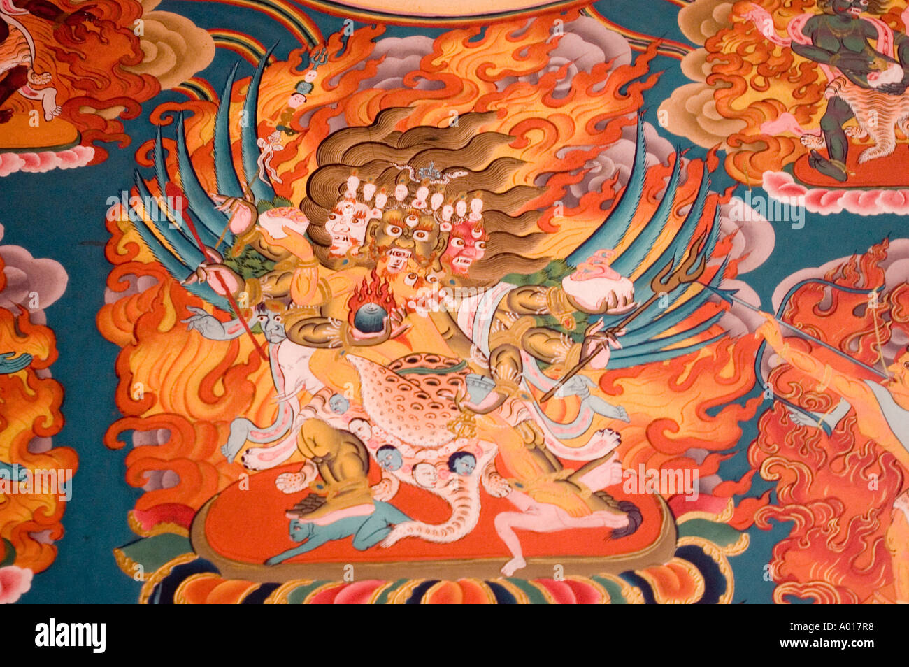 Wrathful form of yidam Vajrakilaya mural painting in Namchi Nyingma ...