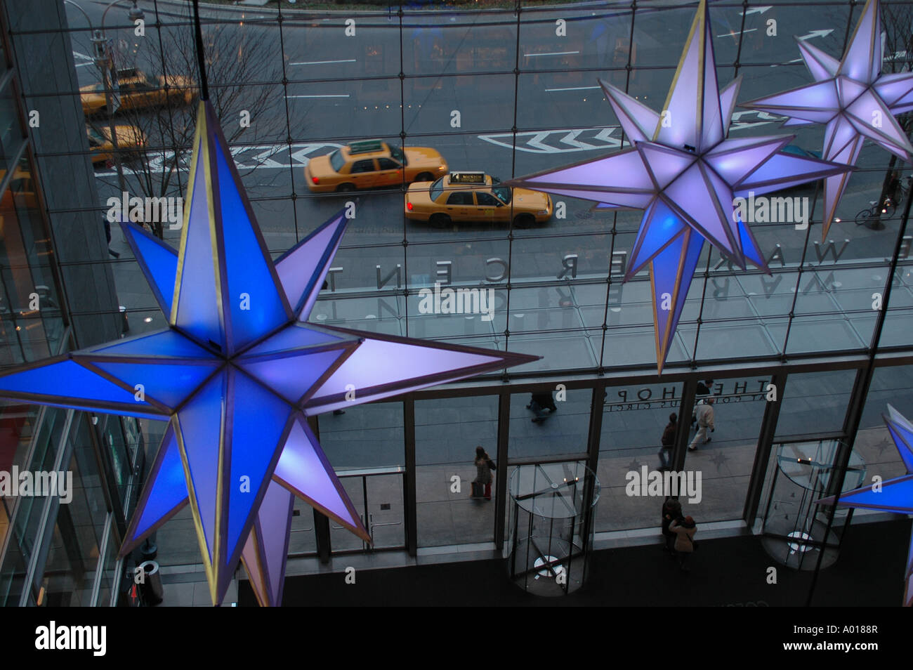 NYC Star decoration at Time Warner Center during Christmas overlooking ...
